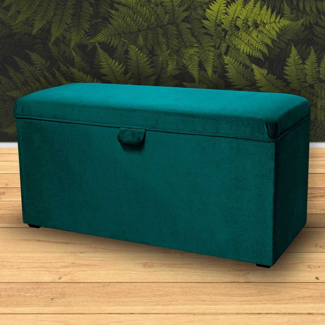 Emerald Green Velvet Storage Ottoman Bench | Handmade in England - Etsy UK