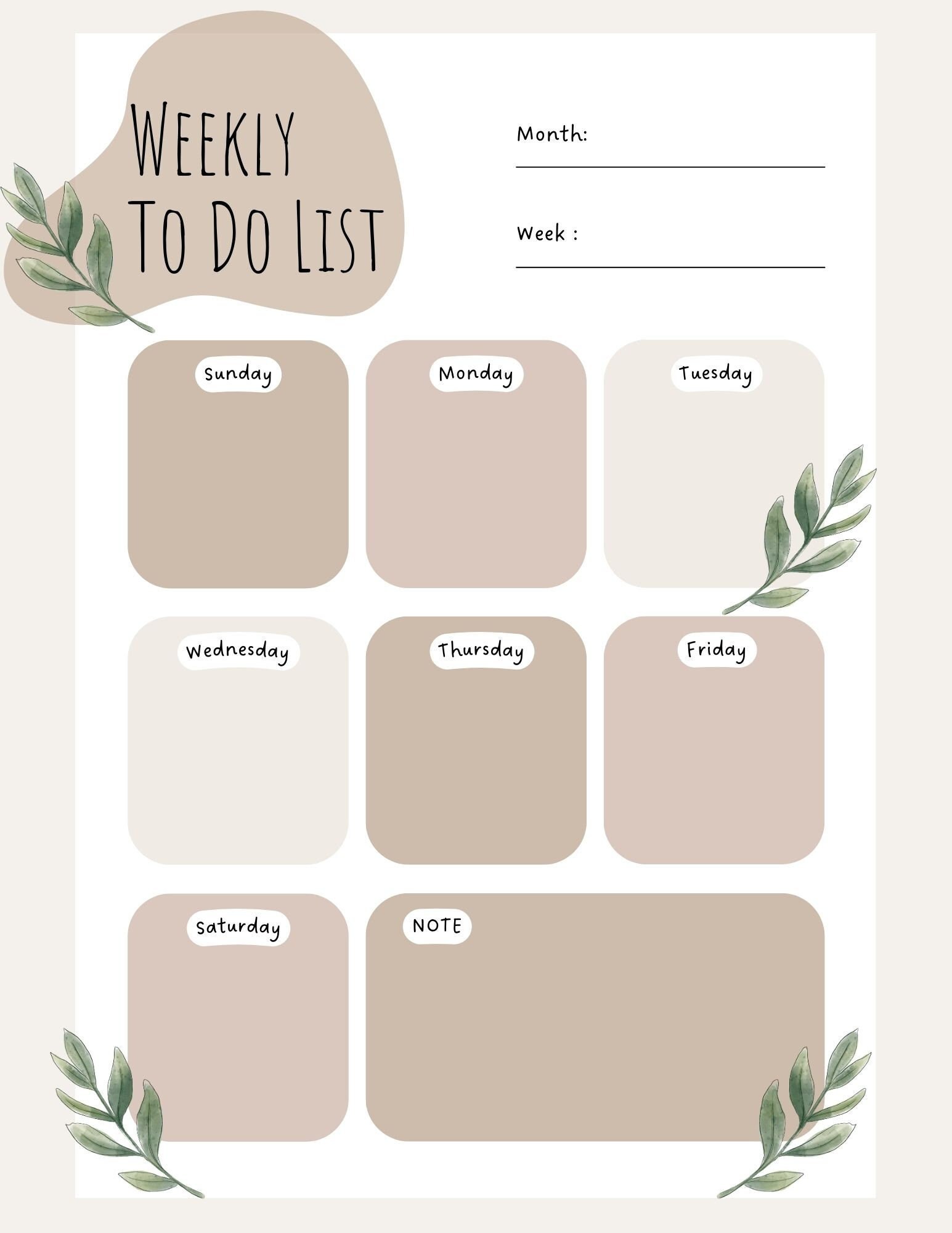Digital Weekly to Do List, Daily Task Tracker, Task Tracker, Task Log ...