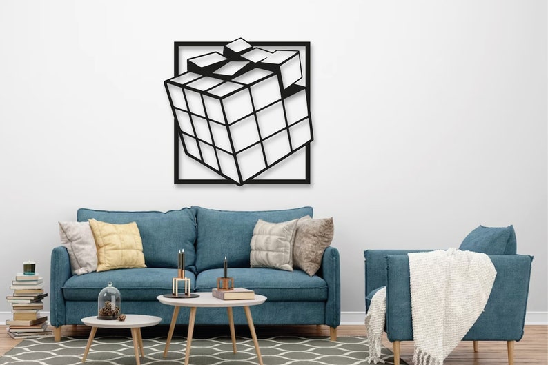 Rubik's Cube Metal Wall Art,geometric Wall Decor, Game Room Wall Decor ...