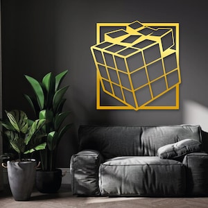 Rubik's Cube Metal Wall Art,geometric Wall Decor, Game Room Wall Decor ...