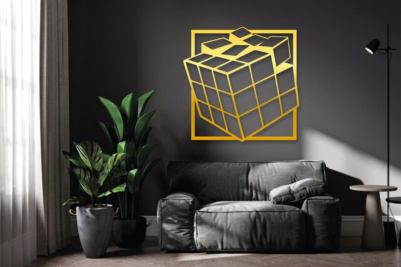 Rubik's Cube Metal Wall Art,geometric Wall Decor, Game Room Wall Decor ...