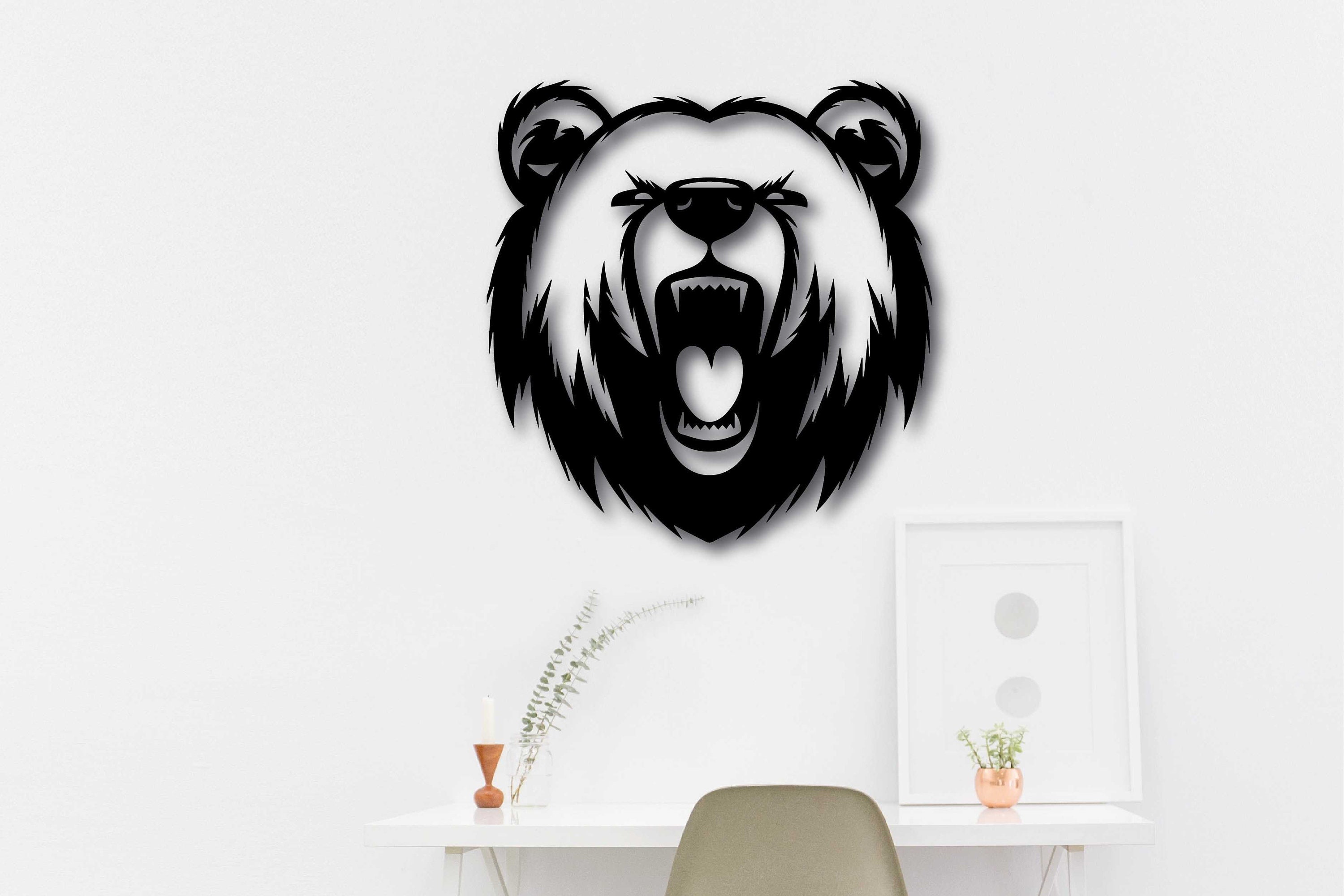 Metal Bear Wall Art, Metal Bear Head Decor, Home Office Decoration ...