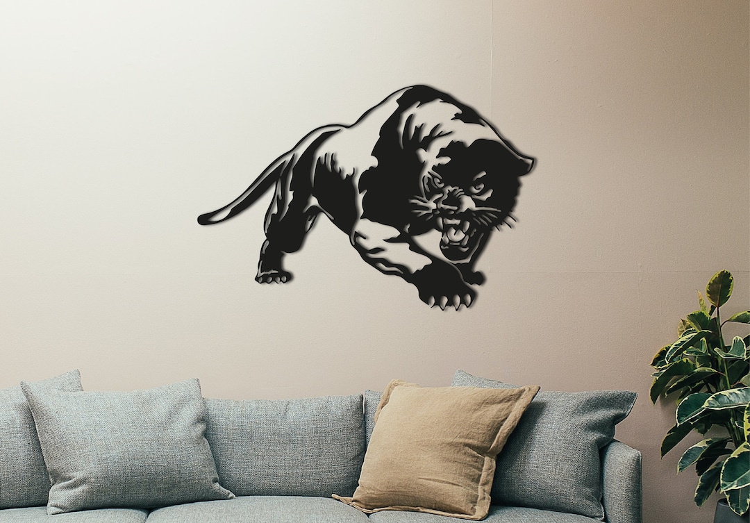 Metal Panther Wall Art, Panther Wall Decor, Wildlife Wall Art, Front ...