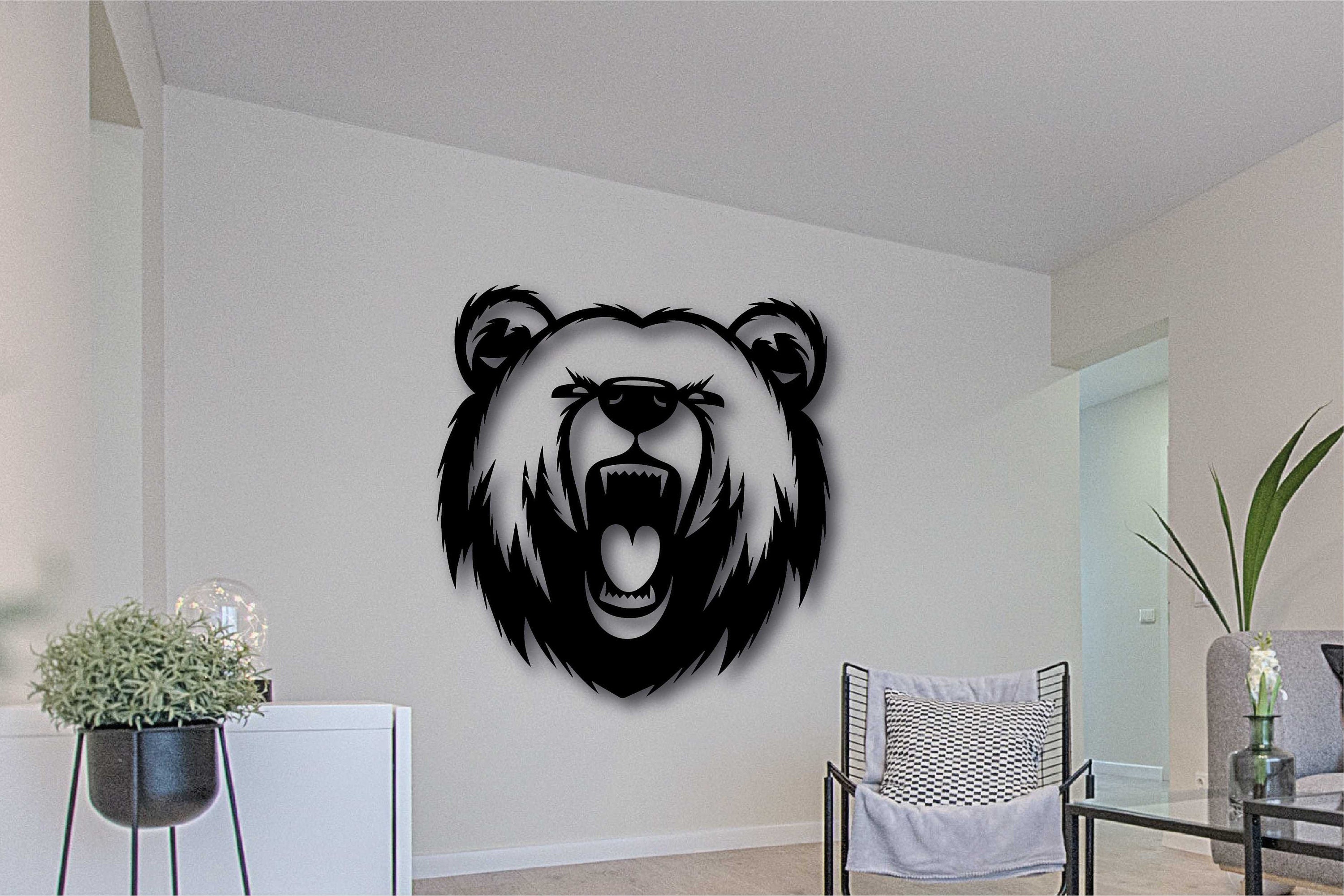 Metal Bear Wall Art, Metal Bear Head Decor, Home Office Decoration ...