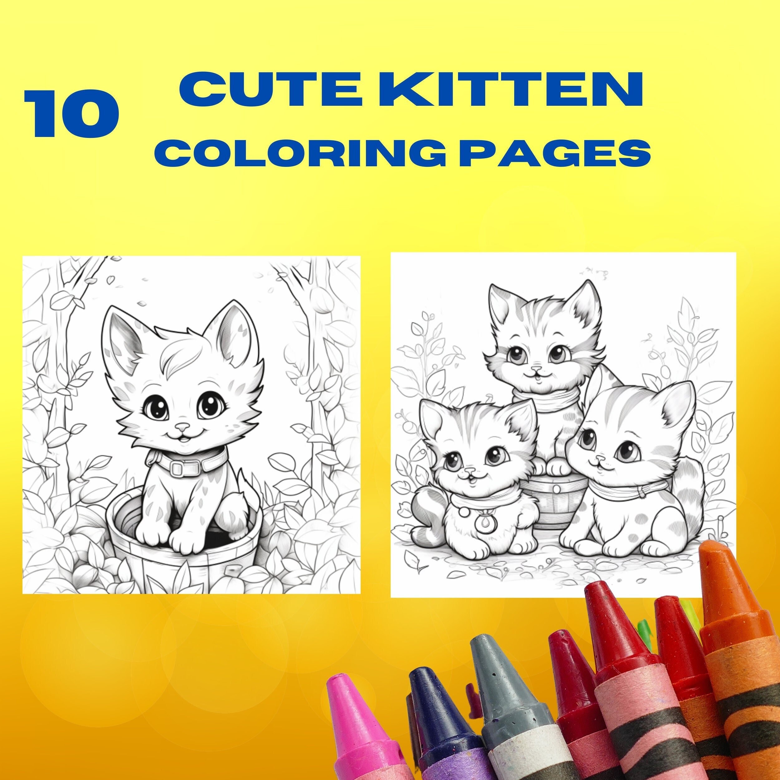 Kitten Coloring Pages Kitten Printables Kitten Games Summer - Etsy