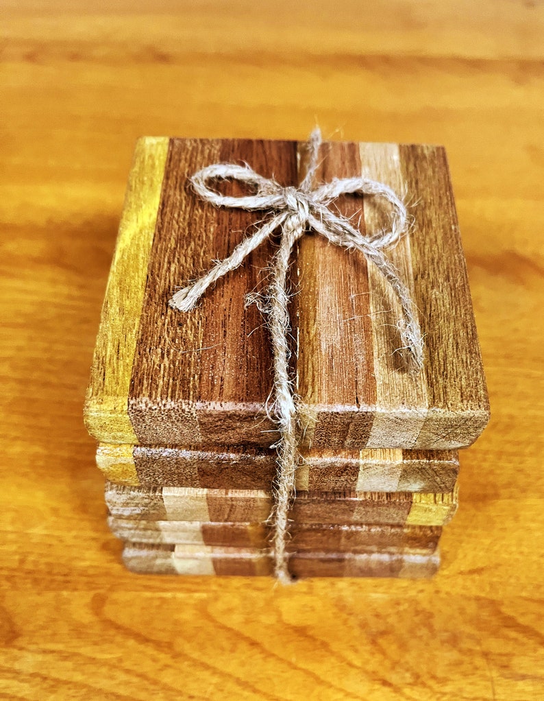 Butcher Block Exotic Hardwood Coasters - Etsy