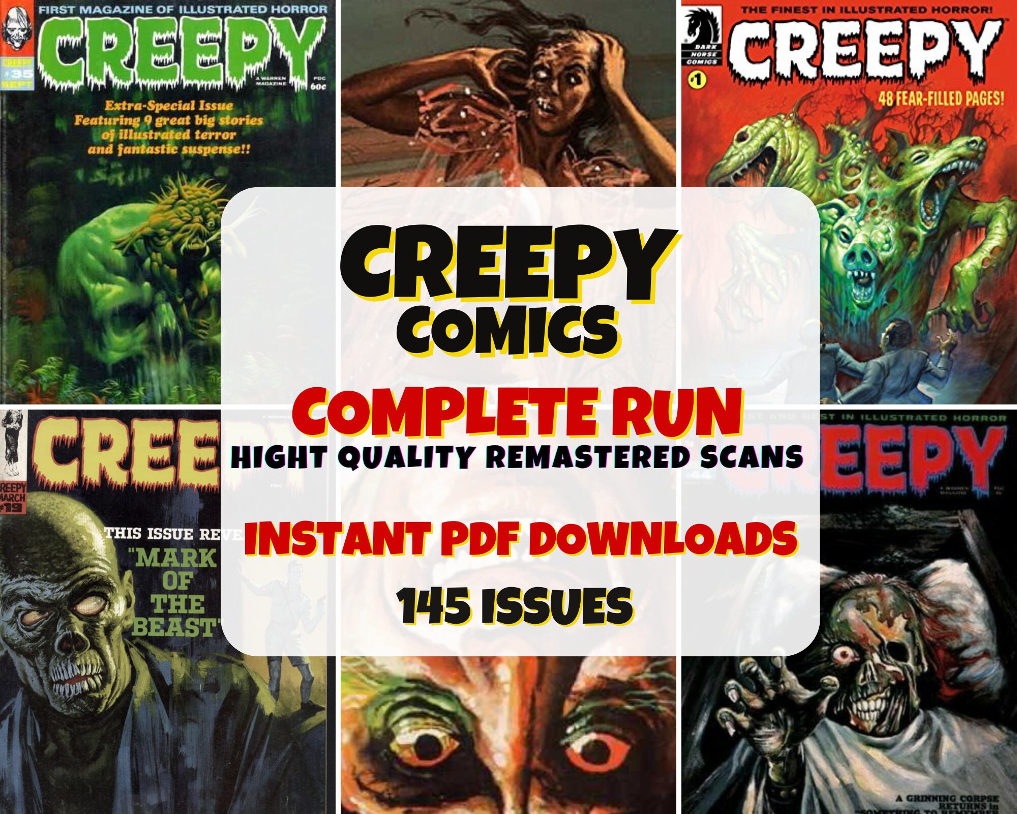Creepy Comic Collection Digital PDF Bundle Vintage Horror Comics ...