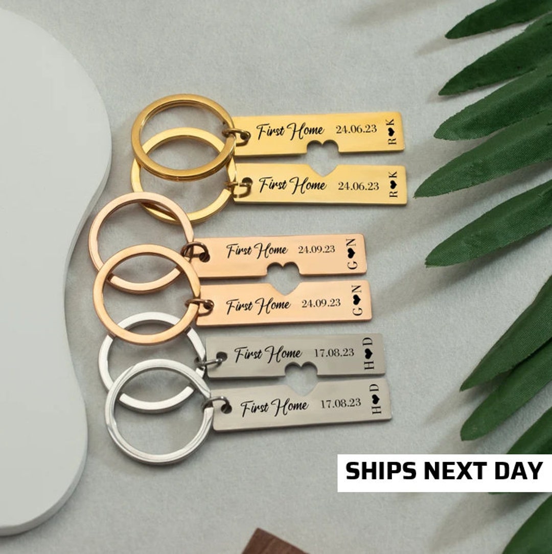 New Home First Home Keyring Set Personalised Matching Couple Keyring ...