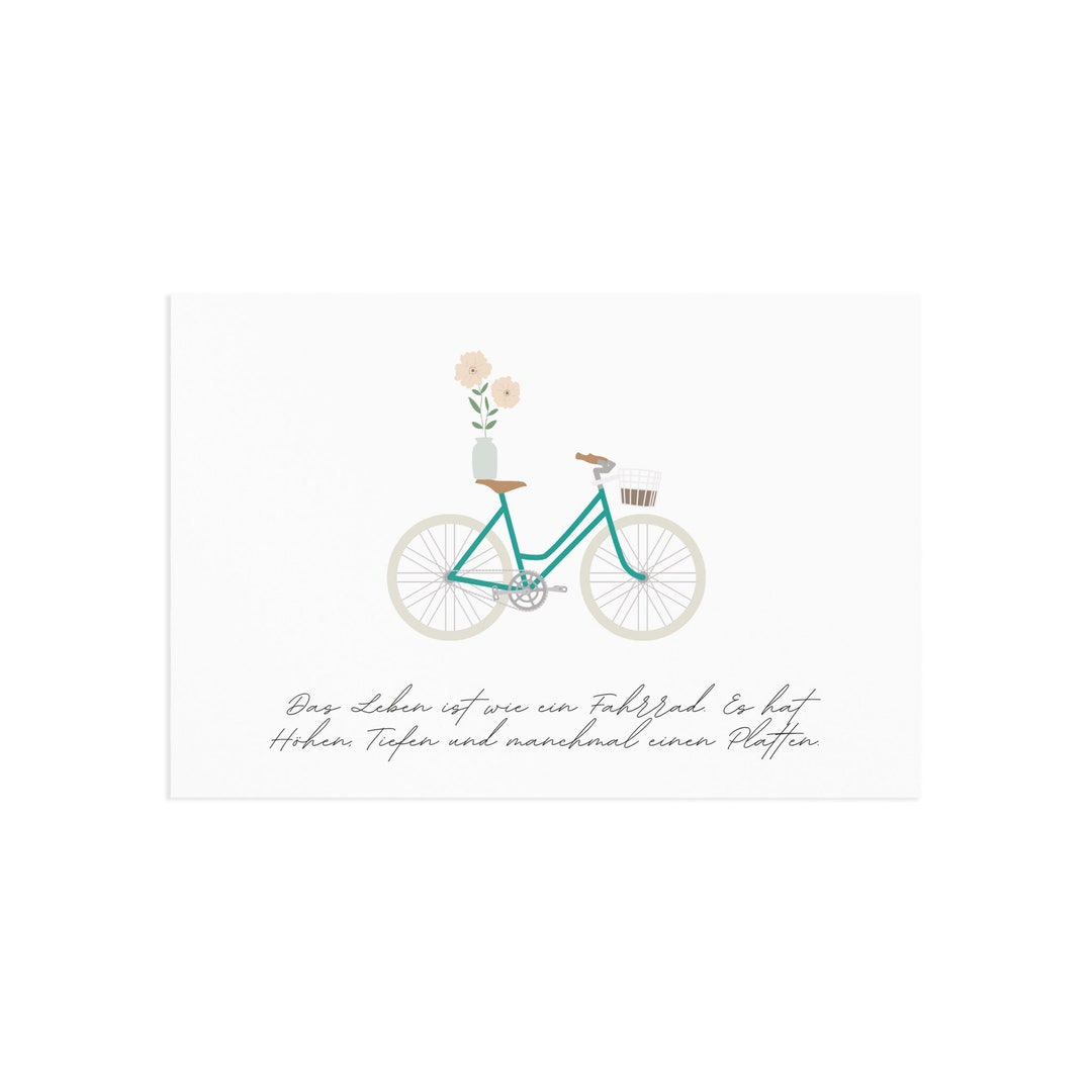 Postcard Bicycle Flowers Gift Idea - Etsy