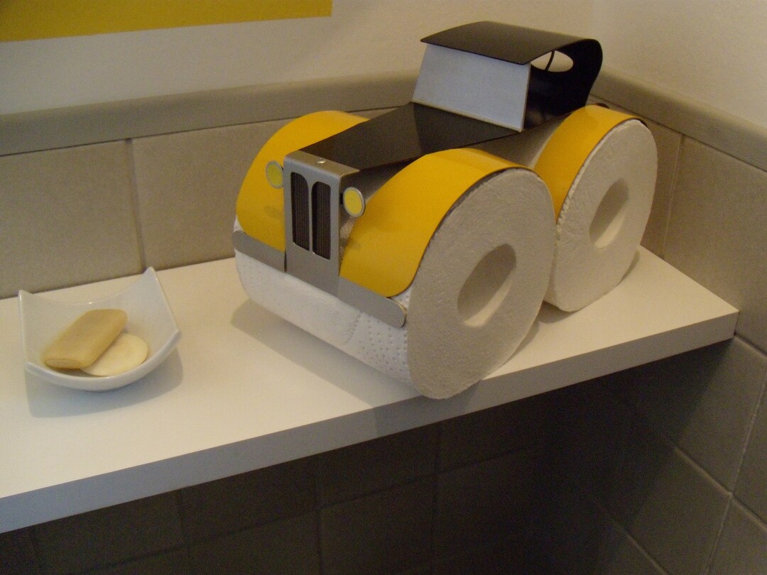 Vintage Car, Yellow Jalopy, Toilet Decoration, Toilet Paper Storage ...