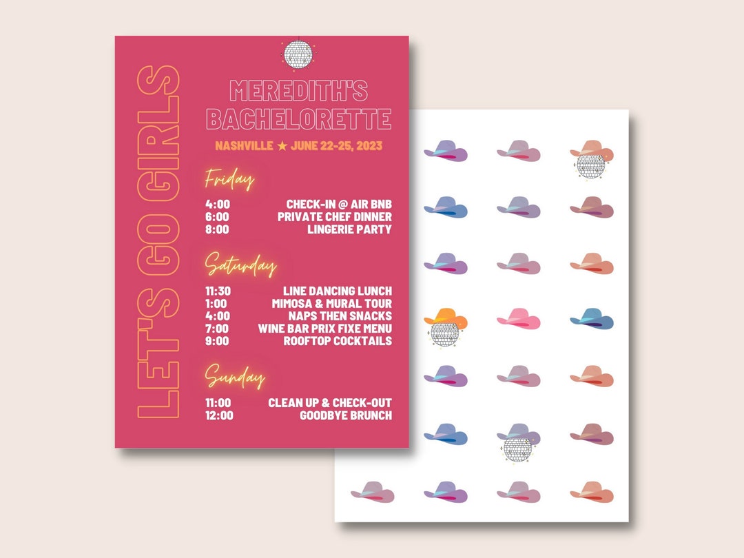 Disco Cowgirl Bachelorette Digital Template | Nashville Editable ...