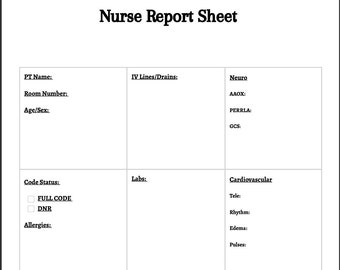 Nursing Student Clinical Report Sheets, Nursing Student, Report Sheet ...