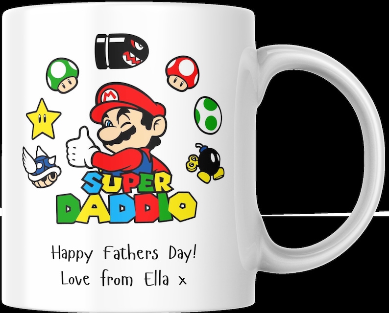 Super Dad Mug Super Mario Father's Day Personalised Father's Day Coffee ...