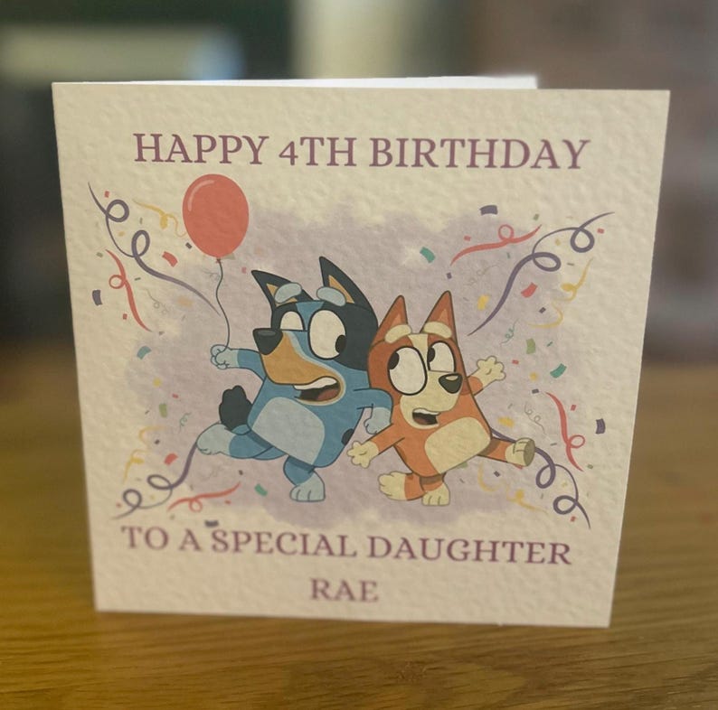 Personalised Bluey Birthday Card - Custom Name & Age - Bluey Themed ...