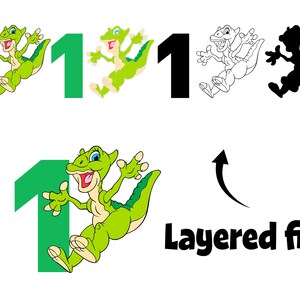Dinosaur Birthday Numbers PNG Dinosaur SVG Numbers Layered Svg Dino ...