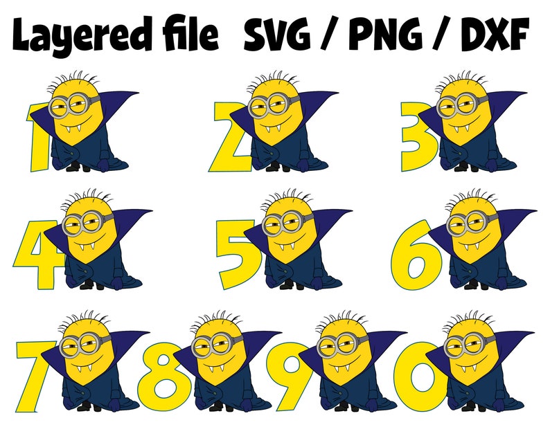Minions Svg Birthday Numbers PNG Print Minion SVG Cricut - Etsy Canada