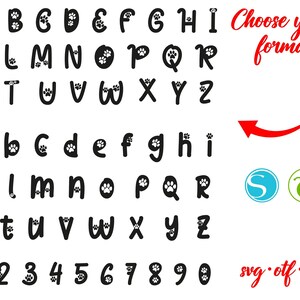 Dog Font OTF, Dog Paw Letters Svg Paw Doggy Letters SVG Cricut ...