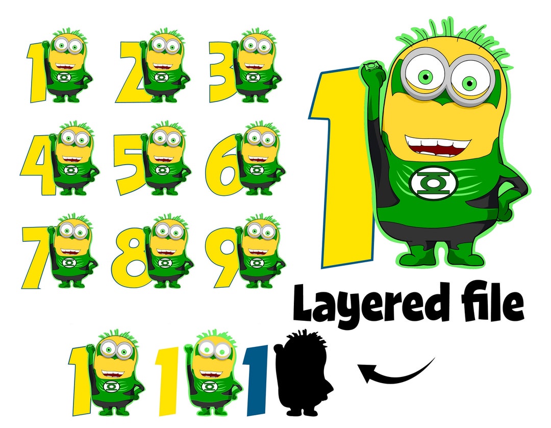 Minions Svg Números de cumpleaños Png Imprimir números Svg Minions Png ...