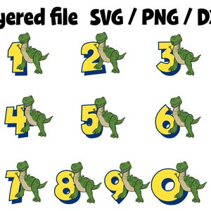 Toy Story Birthday Numbers Png, Dinosaur PNG, Toy Story SVG Layered Svg ...