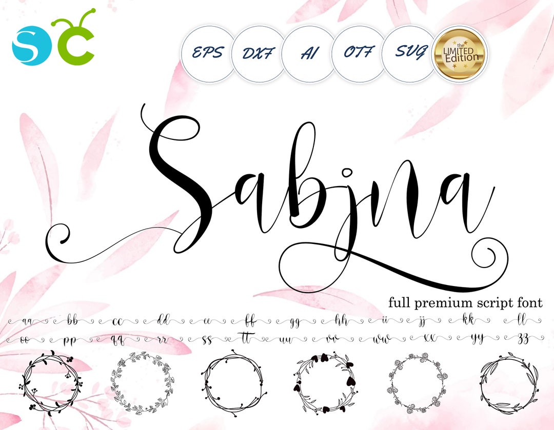 Premium Wedding Font With Tails, Calligraphy Font OTF, Cursive SVG ...