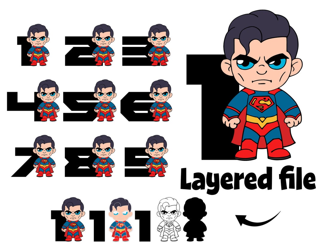 Baby Superhero Svg Birthday Numbers Png Print Superheroes Svg Layered ...