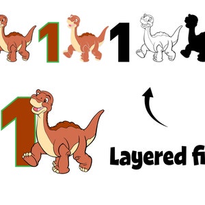 Dino Birthday Numbers PNG Printable Clipart Dinosaur SVG Layered Svg ...