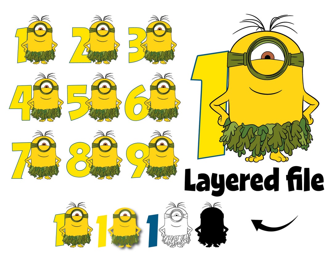 Buy Minions Svg, Birthday Numbers PNG Print, Numbers SVG Layered ...