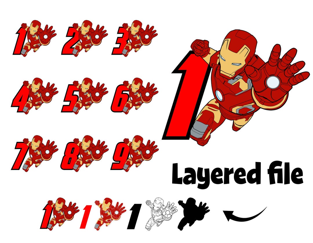 Baby Birthday Numbers Png Superhero SVG Layered Cricut Numbers Svg Baby ...