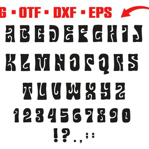 Hippie Font Otf Set, Hippie Letters Svg Cricut Vintage Font Funky T ...