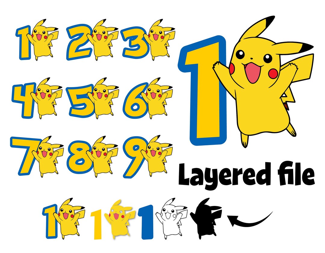 Pokemon Svg Birthday Numbers PNG Print Pikachu Svg Pokemon PNG Numbers ...