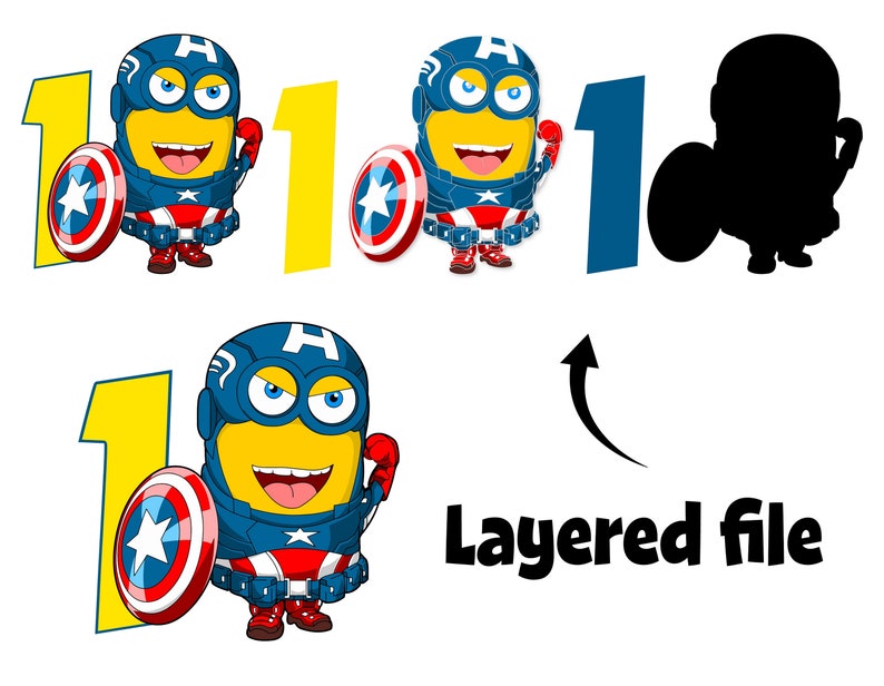 Superhero Svg Minions Birthday Numbers PNG Captain Minions SVG - Etsy