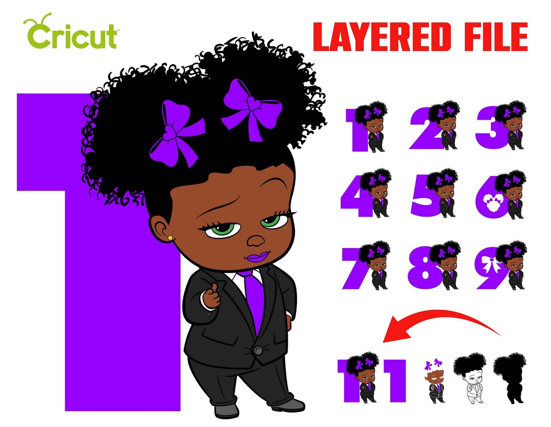 Buy Afro Baby Girl Boss Birthday Numbers SVG Layered African American ...