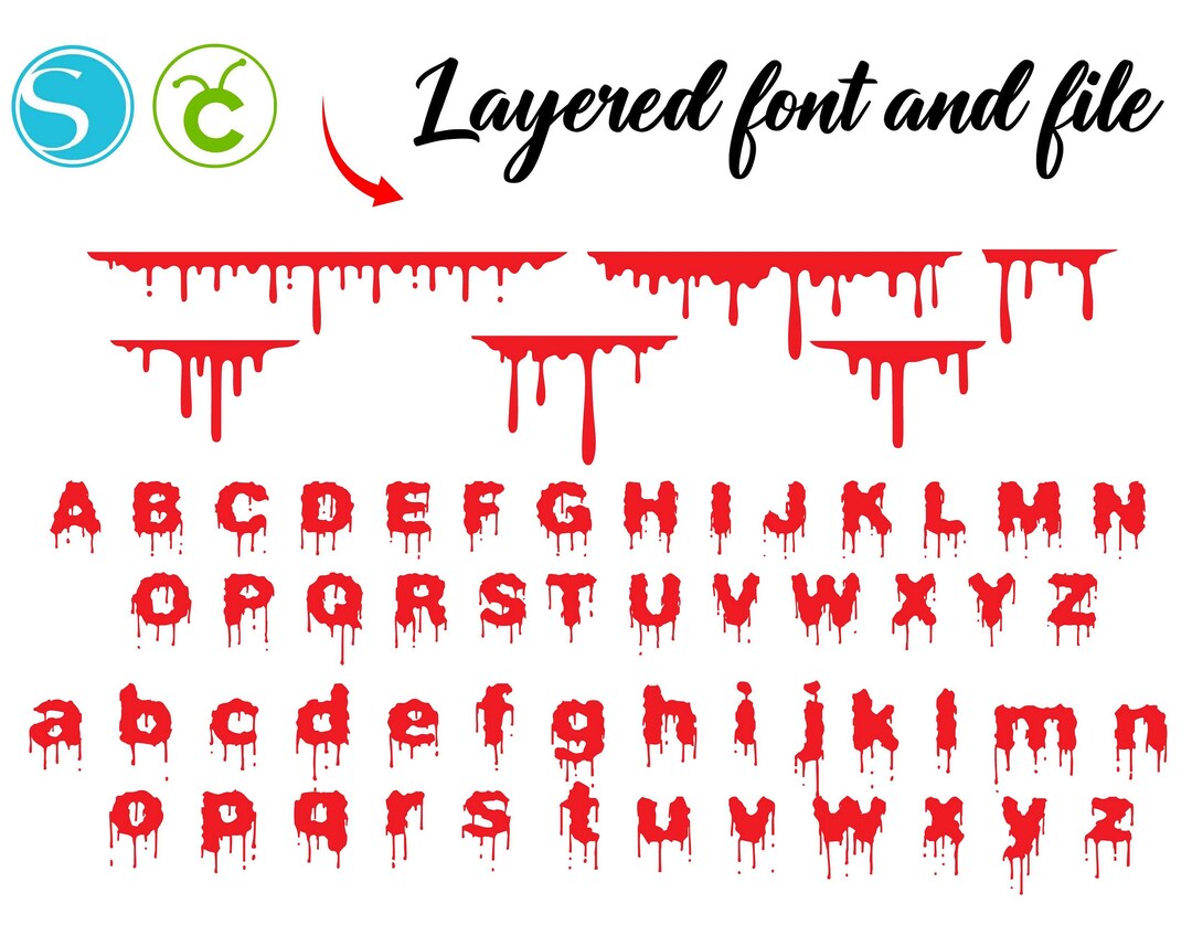 Letras goteando SVG, Fuente goteando OTF, Sangre goteando Svg Cricut ...