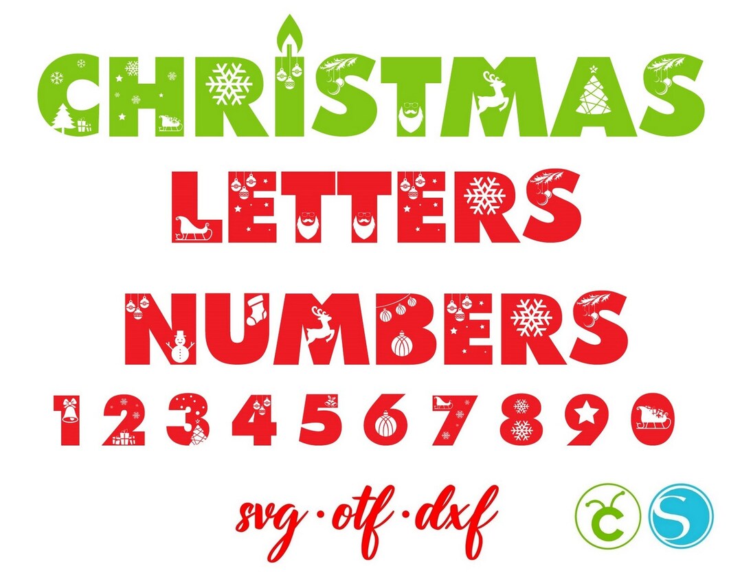 Christmas Font OTF, Christmas Letters SVG Cricut, Christmas Numbers ...