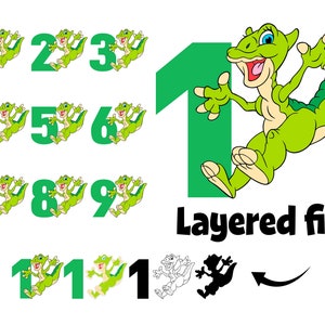 Dinosaur Birthday Numbers PNG Dinosaur SVG Numbers Layered Svg Dino ...