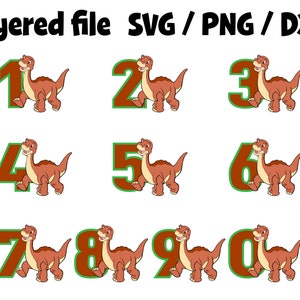 Dino Birthday Numbers PNG Printable Clipart Dinosaur SVG Layered Svg ...