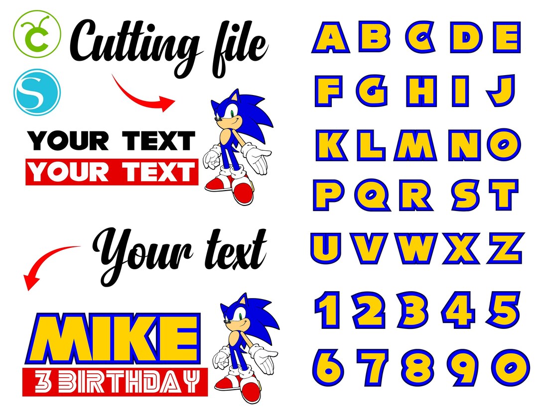 Sonic Letters Svg Layered Cricut, Sonic Shirt Diy Svg, Sonic Font OTF ...