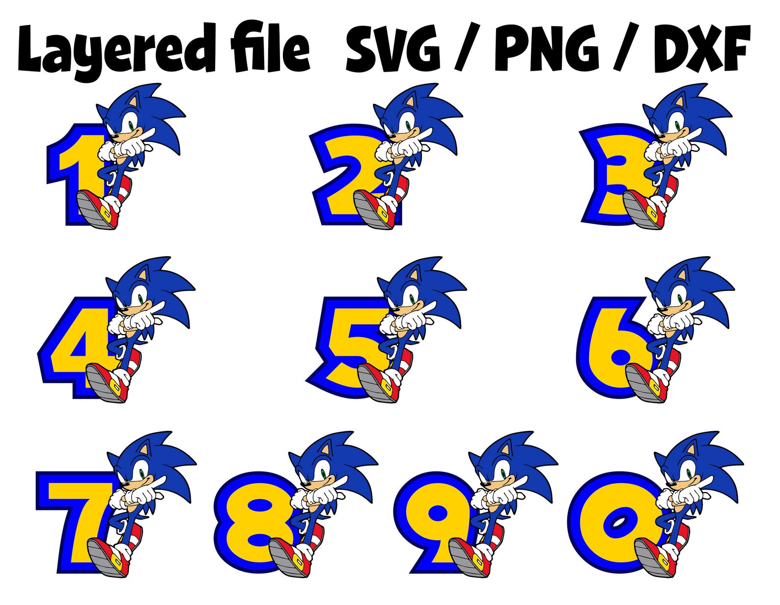 Sonic Svg Baby Birthday Numbers Png Print Clipart Sonic PNG - Etsy UK