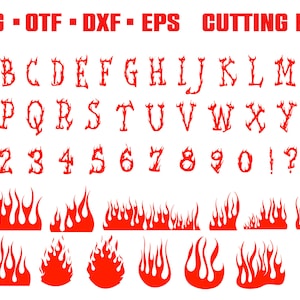 Fire Letters SVG Fire Font OTF Flame Font Svg Flame Shirt Diy Flame Svg ...