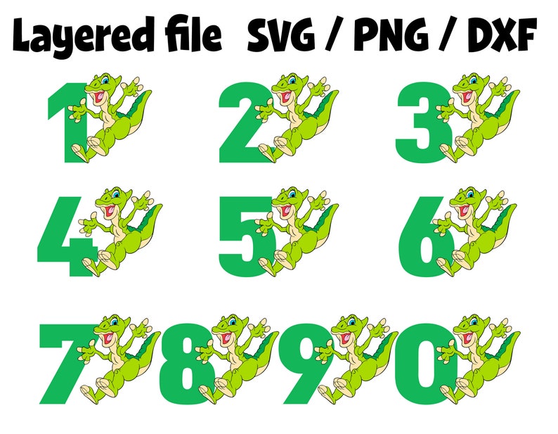 Dinosaur Birthday Numbers PNG Dinosaur SVG Numbers Layered Svg - Etsy