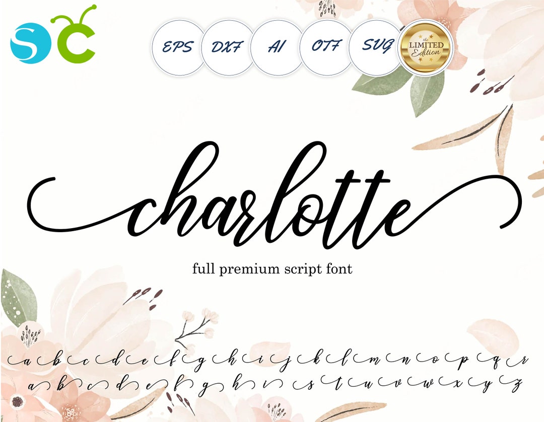 Full Premium Wedding Font With Tails, Calligraphy Font OTF, Flowers SVG ...