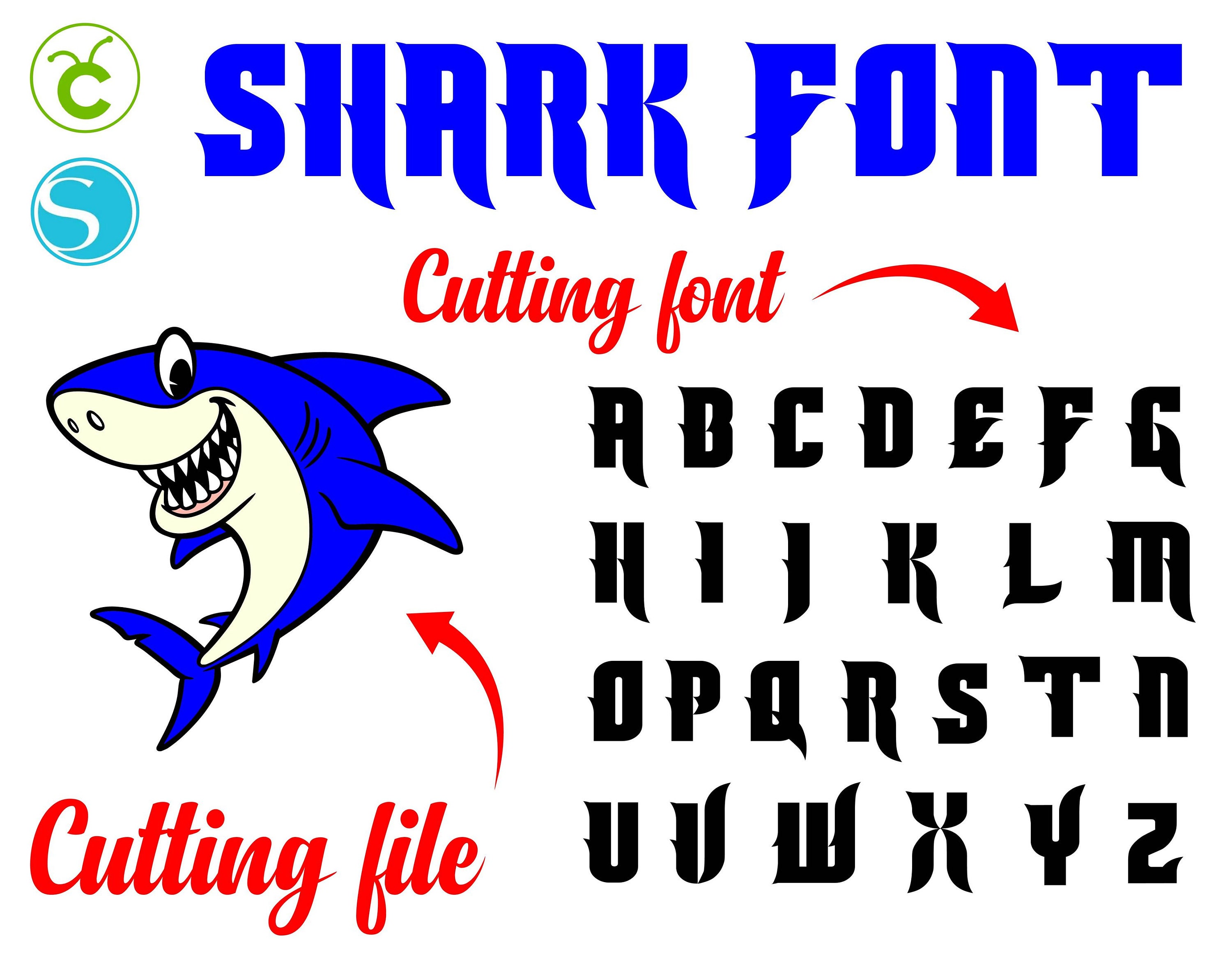 Shark Font Otf Shark Letters SVG Cricut Shark Svg Layered - Etsy UK