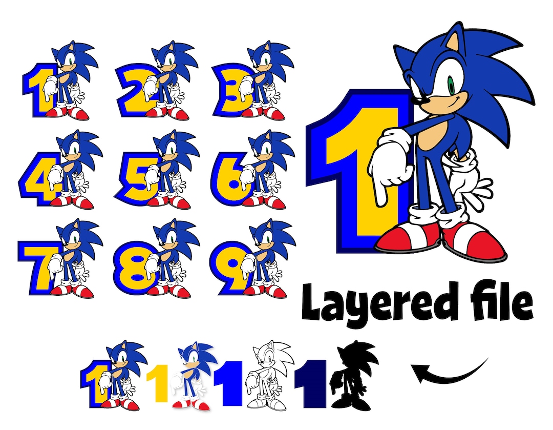 Sonic Svg, Cumpleaños Números PNG Imprimir, Sonic PNG Números SVG ...