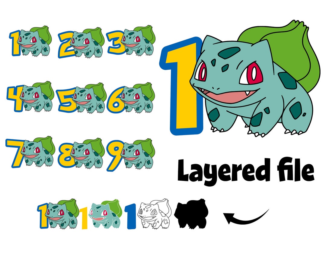 Pokemon Svg Birthday Numbers PNG Print Numbers SVG Clipart Layered ...