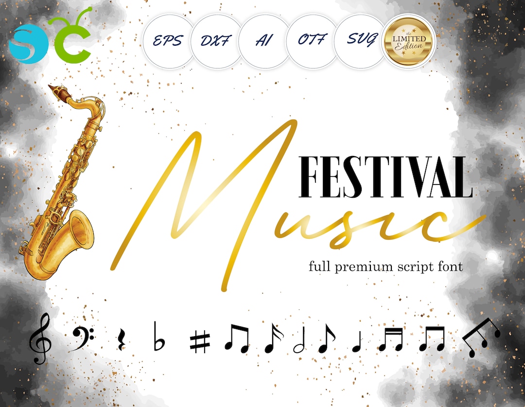 Full Premium Script Font OTF, Music SVG Letters, Music Font Svg, Music ...