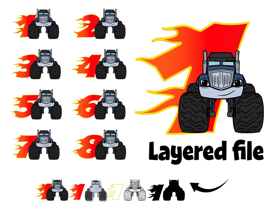 Monster Truck Svg, Birthday Numbers Png, Monster Truck PNG, Numbers SVG ...