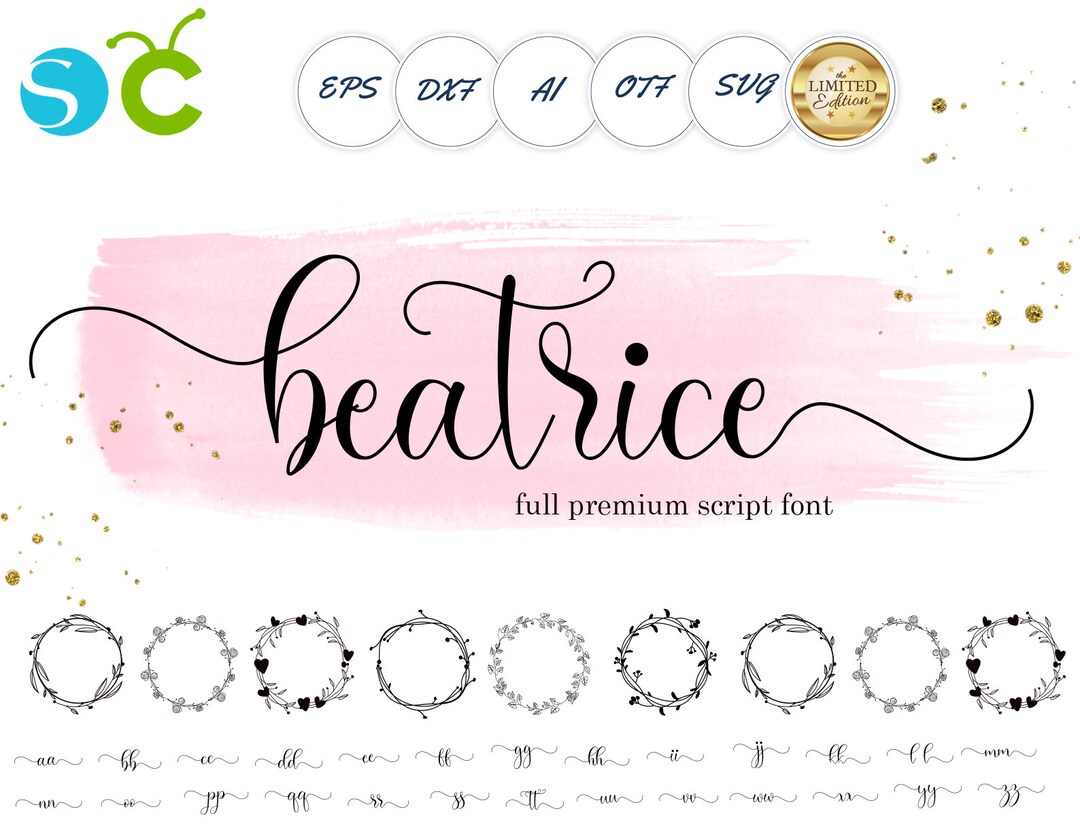 Wedding Font With Tails, Calligraphy Font OTF, Cursive Letters SVG ...