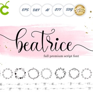 Wedding Font With Tails, Calligraphy Font OTF, Cursive Letters SVG, Wedding Frame Svg Cricut ...
