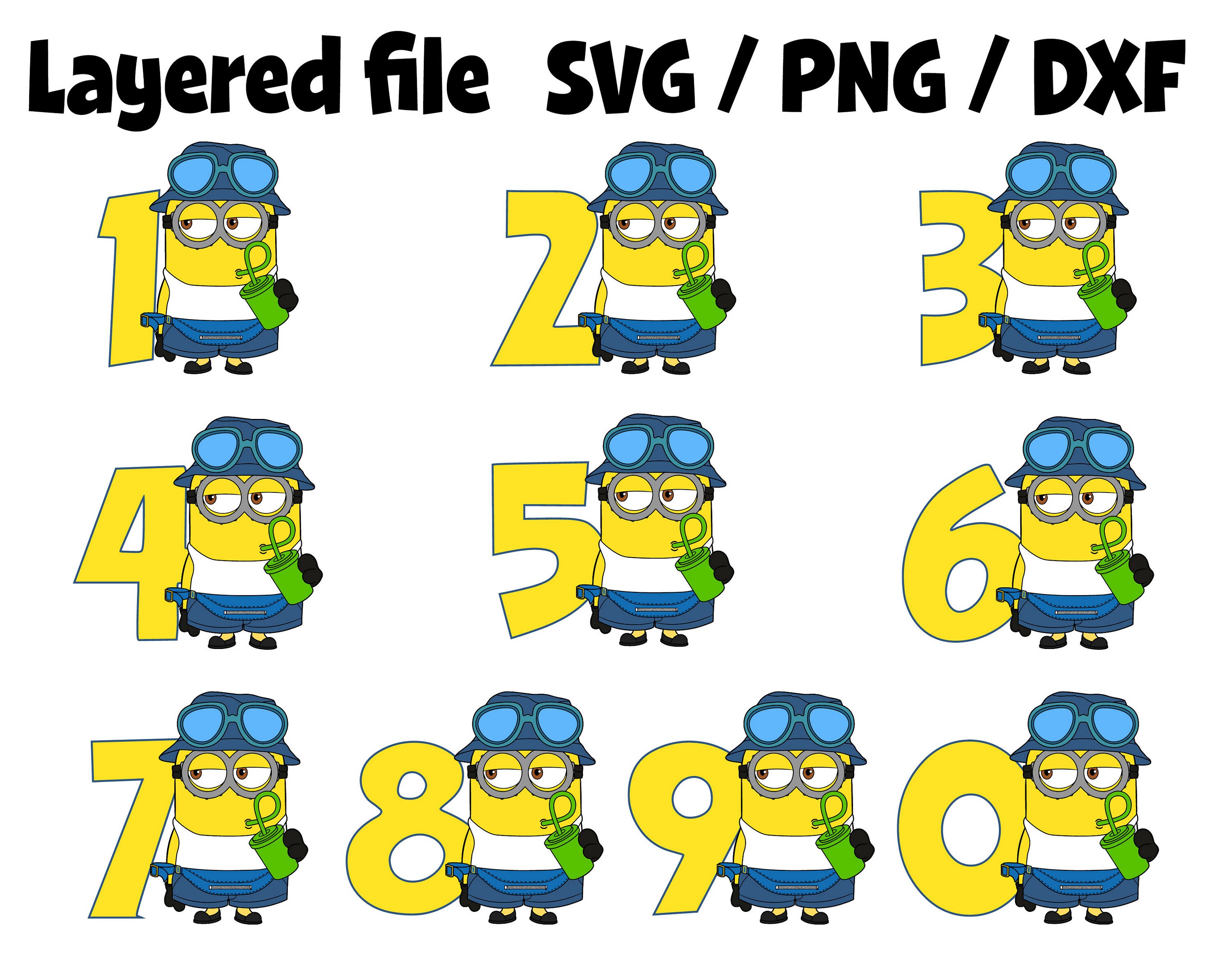 Minions Svg Números de cumpleaños Png Print Clipart Minions - Etsy México