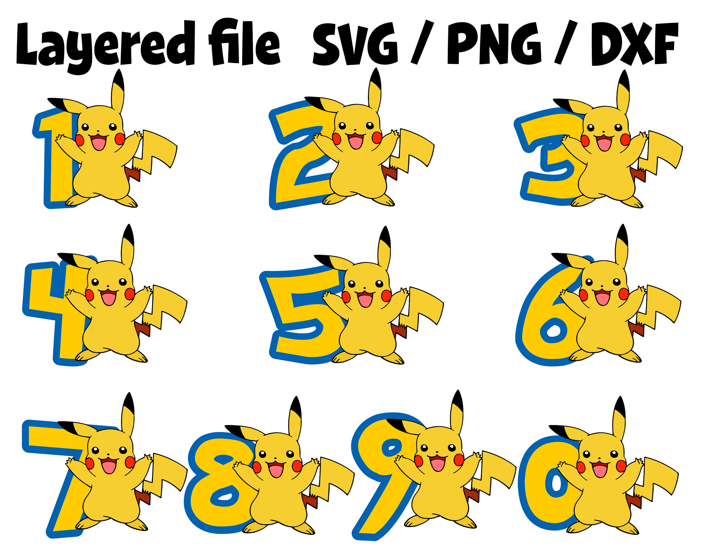 Pokemon Svg Números de cumpleaños PNG Pikachu Svg Número en - Etsy México